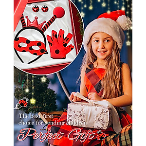 Ladybug Costume for Women Girls Ladybug Bopper Antenna Headband Masks Toys Accessories Set for Adult Kids Halloween Dress Up