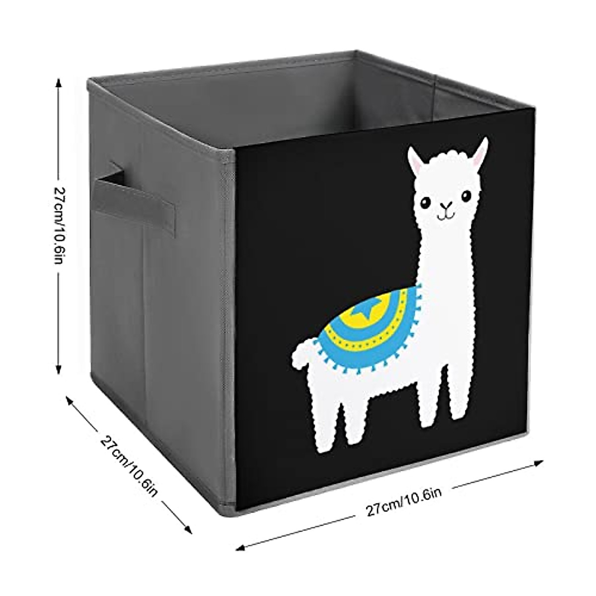 Cute Animal Alpaca Llama Collapsible Storage Bins Basics Folding Fabric Storage Cubes Organizer Boxes with Handles