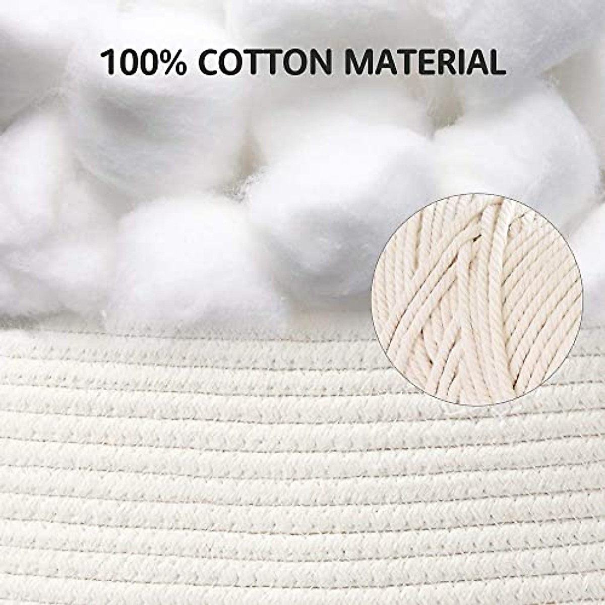 ANTJUMPER Cotton Rope Basket Hamper, Decorative Laundry Woven Storage Bin for Toys Clothes in Bedroom Bathroom Living Room (15“x15"x16")