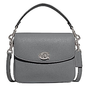 COACH Polished Pebbled Leather Cassie Crossbody 19, Grey Blue