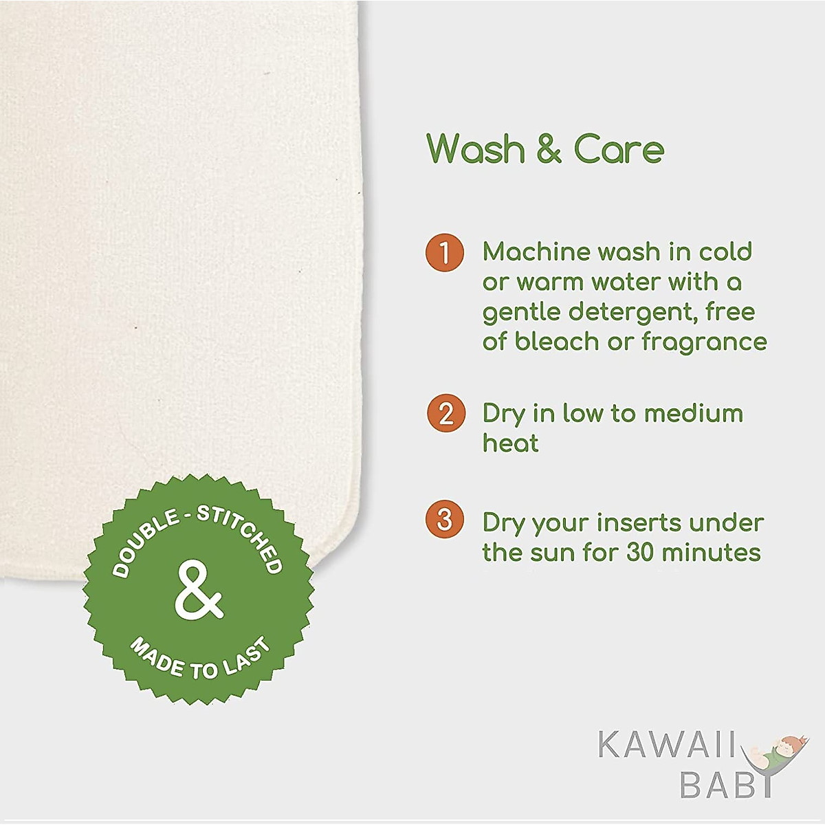 Kawaii Cloth Baby Diaper Insert, Washable Liner, Booster Pad, Super Absorbent, Stay-Dry Microfiber for Newborn 6-22 lbs Cloth Diapers,- Pack of 10 Inserts