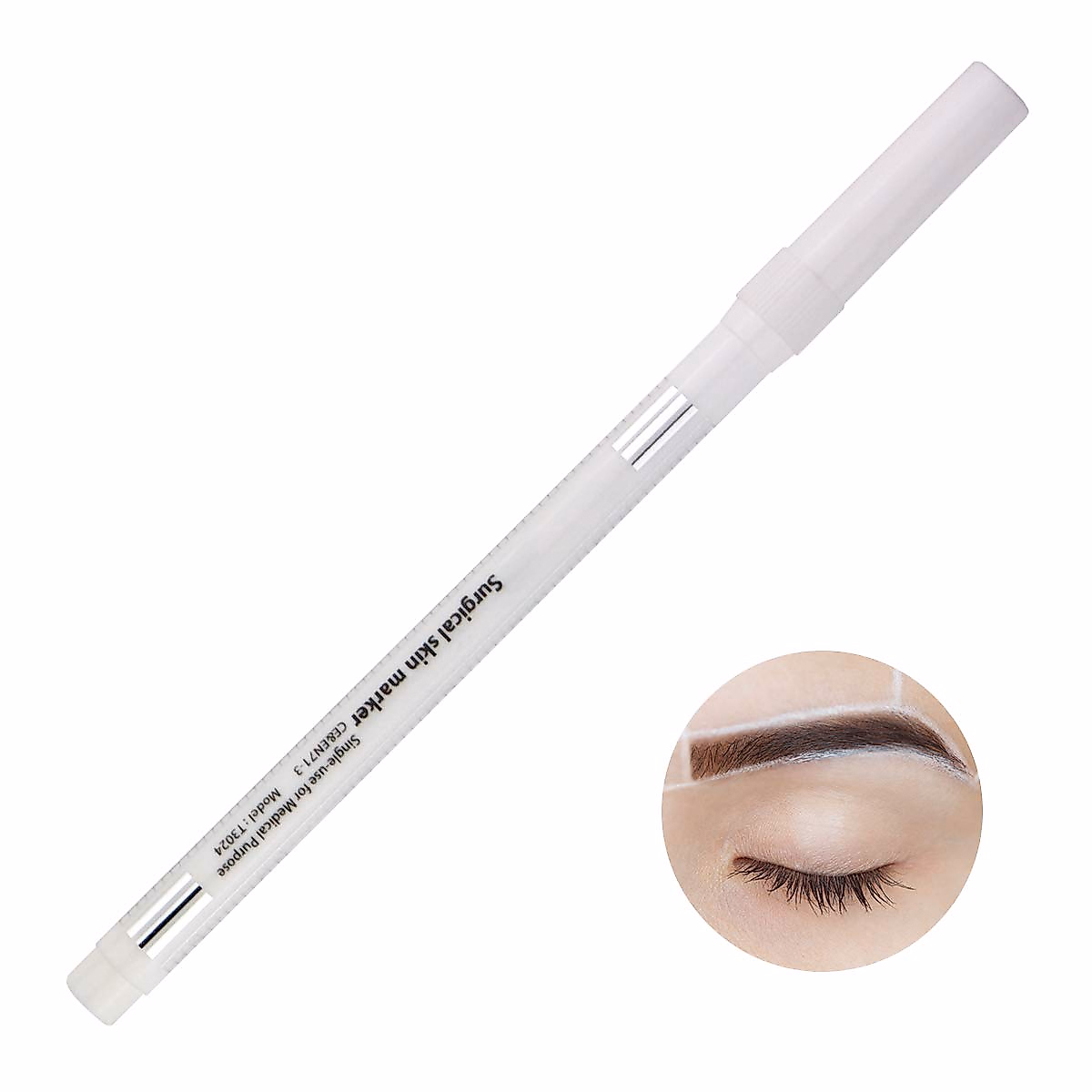Microblading White Marker Pen Eyebrow Permanent Makeup Position Mark Tools with Ruler (2PCS)