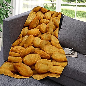 Golden Chicken Nuggets Throw Blanket - Funny Food Plush Blanket Best Gift - Bedding Quilt Home Decor for Couch Sofa Bed, 30"x40" for Toddlers Pets
