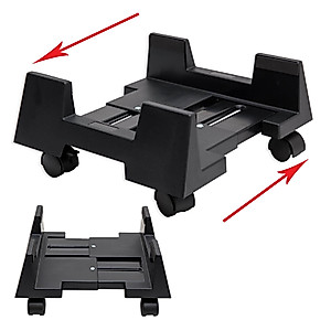 IO CREST Mobile Desktop Tower Computer Floor Stand Rolling Caster Wheels with Support Walls and Adjustable Width from 6" to 10"