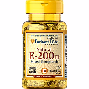 Puritan's Pride Vitamin E 134 mg (200 IU) Mixed Tocopherols, Immune Support, 100 Count