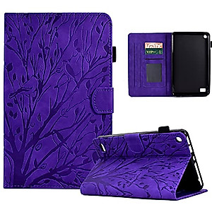 Stand Tablet Cover Compatible with Kindle Fire 7 2019/2017/2015 Case 7inch Leather Case,Case Fire 7 (9th/7th/5th Generation) Case Drop-Proof Cover Protective Cover with Card Slot/Auto Sleep Wake (Col
