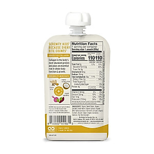 Serenity Kids 6+ Months Dairy-Free Smoothie Baby Food | USDA Organic | Grass Fed Collagen Protein | 3.5 Ounce BPA-Free Pouch | Sweet Potato Spice | 6 Count