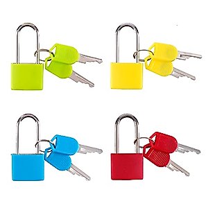 4 Pcs Suitcase Lock with Keys, Small Luggage Locks Metal Padlocks Luggage Padlocks Multicolor Mini Padlock Keyed Padlock for Backpack Locker Lock School Gym, 4 Colors
