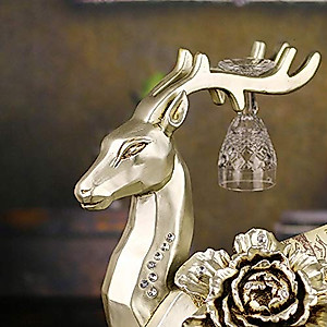 PIBM Stylish Simplicity European Home Decoration Handicraft Factory Direct Resin Lying Deer Wine Rack Peony Business Gifts Wholesale (40 * 25 * 35Cm) Beautiful and Elegant