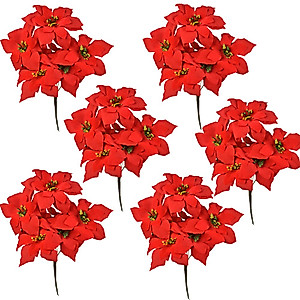 WISTART 30Pcs Christmas Artificial Poinsettia Flowers