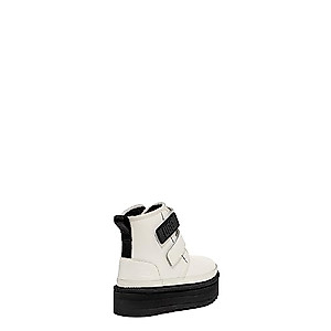 UGG Unisex-Child Neumel Platform Leather Boot, White, 13 Little Kid
