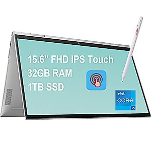 HP Envy X360 15 2-in-1 Business Laptop 15.6" FHD IPS Touchscreen 11th Gen Intel Quad-Core i5-1135G7 (Beats i7-1065G7) 32GB RAM 1TB SSD Backlit Keyboard Fingerprint Win10 Silver + Pen