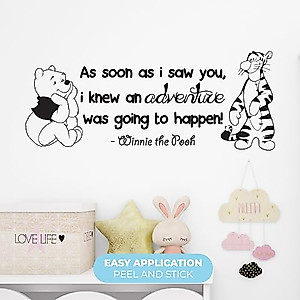 Winnie Pooh & Tigger - As Soon As I Saw You Quote Baby Room Wall Decal- Decal for Baby's Room (Wide 30" x 12" Height)