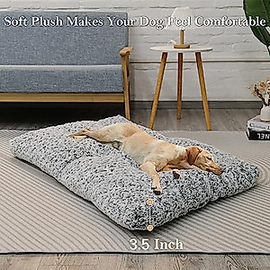 WNPETHOME Washable Dog Beds for Large Dogs, Crate Dog Bed C-1, Plush Dog Crate Bed Mat for Sleeping & Ease Anxiety, Fluffy Kennel Pad for Large, Medium Dogs (35 x 23 x 3 inch)