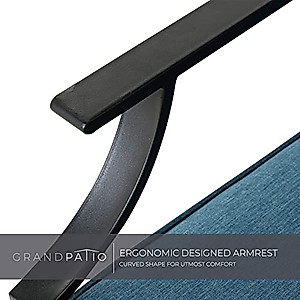 Grand patio Outdoor Patio Seating Chair, Motion Chair, Stationary Rocker, Metal Patio Chair Set of 2,Peacock Blue