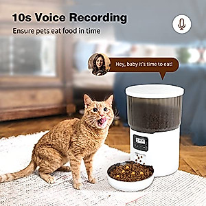PUET Automatic Dog Feeders, Timed Cat Feeders, 4L Programmable Portion Size Control 1-6 Meals Per Day, Dry Food Dispenser with Desiccant Bag, 10s Voice Recorder