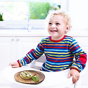 Natural Round Wooden Plates Black Walnut Wood Tray Cake Snack Plate Dessert Serving Tray Dishes Wood Utensils Tableware Gifts (7.9in(2pcs))