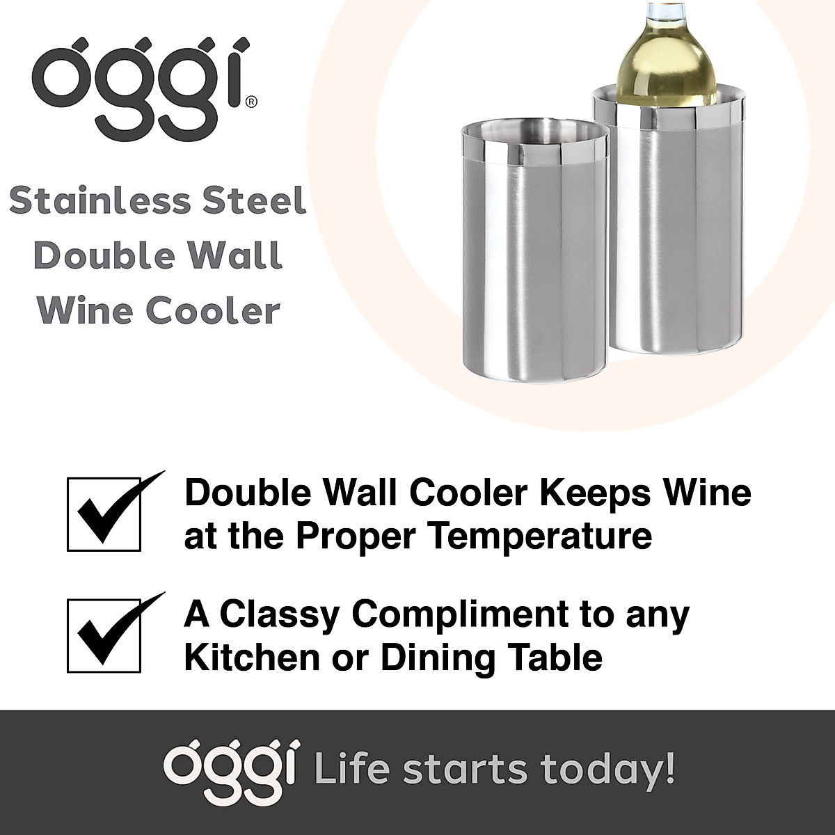 Oggi Wine Cooler, Stainless Steel