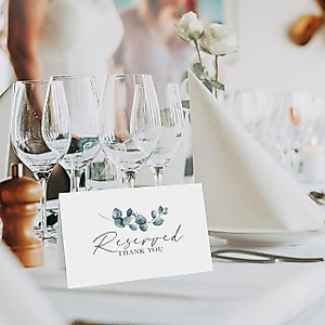 CLEVER SIGNS Reserved Table Signs, Pack of 25, Reserved Signs for Weddings, Receptions, Christmas, Events, 4x6 inches Reservation Cards for Tables, Greenery Watercolor Reserved Signs