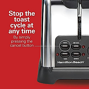 Hamilton Beach Retro Toaster with Wide Slots, Sure-Toast Technology, Bagel & Defrost Settings, Auto Boost to Lift Smaller Breads, 2 Slice, Polished Stainless Steel (22782)