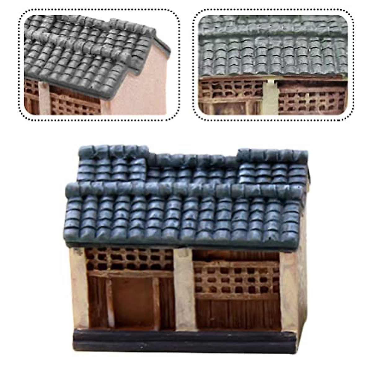 Happyyami 4Pcs Jiangnan dwellings Resin House lanscape Decor Tiny Fairy House Mini Village Houses Fairy House Garden Statue Mini hut Statue Miniature Village Houses Bonsai Mushroom Outdoor