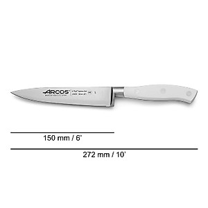 ARCOS Forged Chef Knife 6 Inch Stainless Steel. Multi-Use Professional Cooking Knife with Ergonomic Polyoxymethylene Handle and 150mm Blade. Series Riviera Blanc. Color White