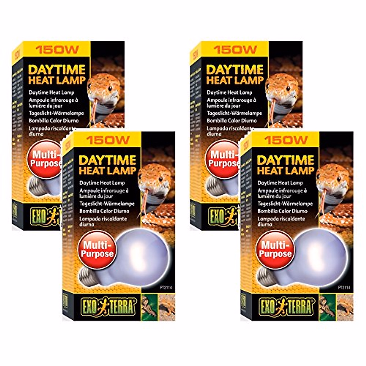 Exo Terra Sun-Glo Neodymium A21 Lamp, 150-Watt (4 Pack)