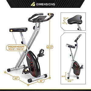 CIRCUIT FITNESS Circuit Fitness Folding Upright Exercise Bike with Adjustable Resistance 250 lb. Max. Capacity AMZ-150BK