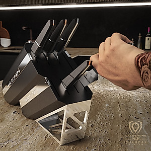 Dalstrong Knife Block Set - 5 Piece - Quantum 1 Series - American Forged BD1N-VX Hyper Steel - Carbon Fibre G10 Hybrid Handle - Professional Kitchen Set - Knife Set