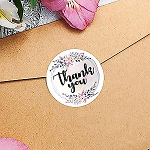 Sticker roll, Business Sticker, Bubble Envelope and Gift Bag Packaging Label, 3 Different Flower Patterns. 500 Sheets per roll, 1.5 inches in diamete。 (Black)