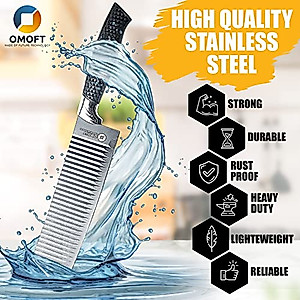 omoft 6 Pcs Kitchen Knife Knives Set Professional Sharp Stainless Steel Chef tools includes Steak small Cleaver Carving Knife Paring Knife Scissor German type Ceramic Peeler ''meat cutter'' butcher