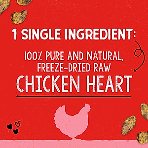 Stella & Chewy's Freeze-Dried Raw Single Ingredient Chicken Hearts Dog Treats, 11.5 oz. Bag