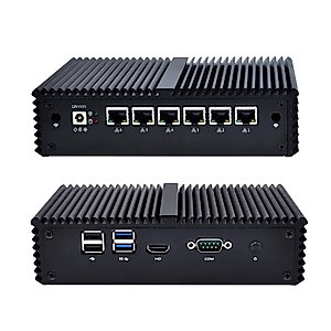 Qotom Qotom-Q555G6-S05 Computer with Core i5 7200U Processor and 6 Gigabit NICs AES-NI Fanless Mini PC (4G DDR4 RAM + 32G MSATA SSD)