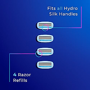Schick Hydro Silk Moisture Razor Blade Refills, 4 Count | 5-Blade Moisturizing Razors for Women | Womens Moisturizing Razor Refills