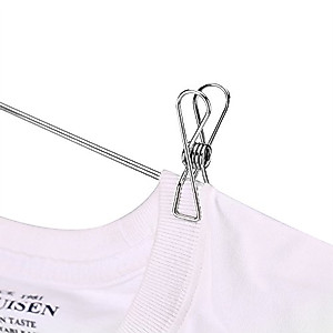 BORDSTRACT 20PCS Stainless Steel Clothes Pegs, Laundry Hanging Clothesline Clips, Long-Lasting Strong-Grip Metal Laundry Clips for Washing Line Snack Bags Washcloth Paper at House Kitchen Office