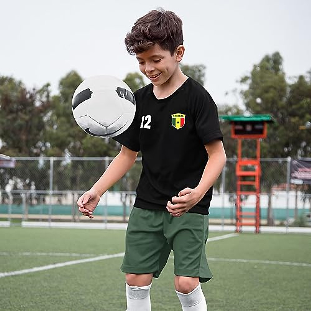 lepni.me Kids Senegal Soccer Shirt Your Name and Number | Senegalese Flag Personalized Jersey Custom Top | World Cup 2022 (5-6 Years White Multi Color)