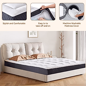 TERISTE 8 Inch Queen Mattress Breathable Gel-Memory Foam Plus Pillowtop Mattress, Cool and Skin-Friendly, Fiberglass Free, Mattress in a Box, CertiPUR-US® Certified