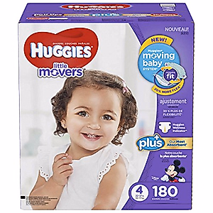 Huggies Little Movers Plus Diapers Size 4, 180 Count