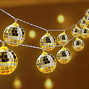 AceList 50 LED Disco Ball Mirror LED Party Light String Christmas Lanterns for Holiday Wall Window Tree Decorations Indoor Outdoor Patio Party Yard Garden Kids Bedroom Living(Warm White)