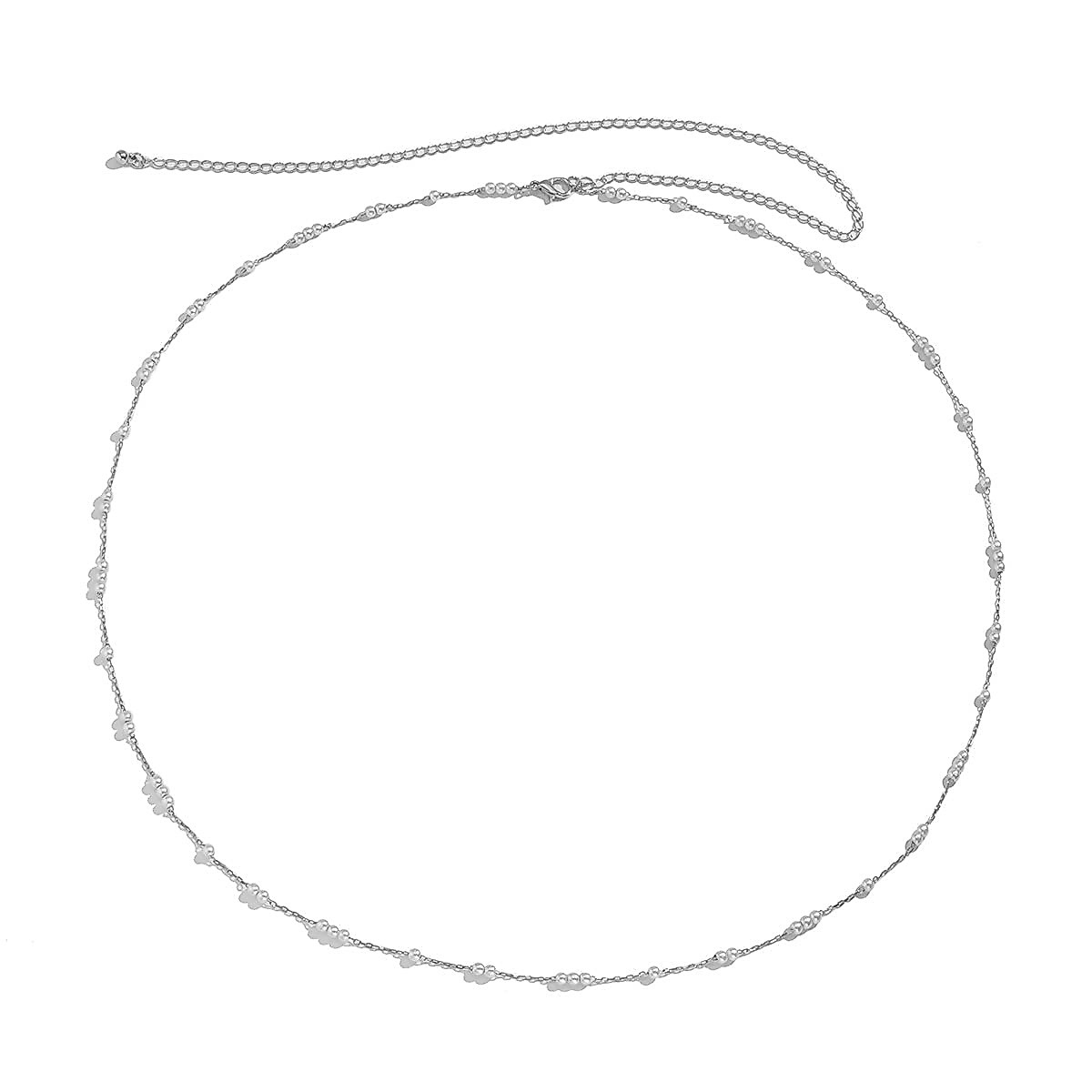 Asphire Bohemian Pearl Waist Chain Tiny Dainty Satellite Seed Beads Body Chain Boho Summer Beach Jewelry Sexy Belly Dance Accessories for Women Teens Girls (Silver)