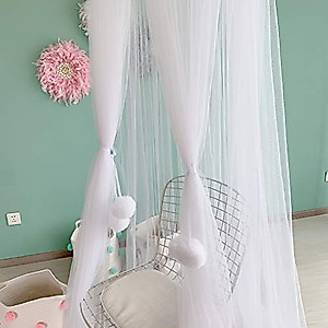 Bed Canopy for Girls, Princess Bed Canopy Mosquito Net with Detachable Rose Flower - Perfect for Bed, Dressing Room, Out Door Events,Woodland Nursery Decor