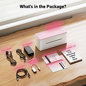 Bluetooth Wireless Thermal Shipping Label-Printer - 4x6 Label Printer for Shipping Packages & Small Business, Pink Label Printers Support with iPad iPhone and Android, Work for Amazon Etsy USPS UPS