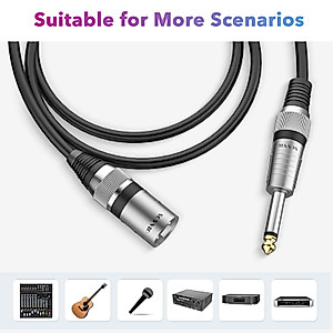 Sovvid 3FT XLR Male to 1/4 Cable 6.35mm Microphone Cord TS Mono 3 Pin Male to Quarter inch TS Male Unbalanced Interconnect Wire Mic Cord