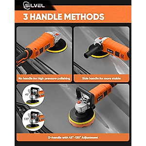 SILVEL Buffer Polisher, 1600W 7 Inch/6 Inch Polisher for Car Detailing, Wax Machine, 7 Variable Speed, with 6 Foam Pads, 3 Wool Pads, Packaging Bag, for Boat Polishing and Waxing