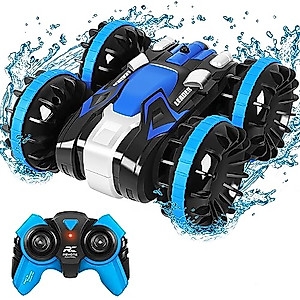 PECMPO Water and Land RC Car for Kids-2.4GHz Remote Control Boat Waterproof RC Monster Truck Stunt Car 4WD RC Vehicle-Toys Gift for 6-12 Year Old Boys Girls Teen