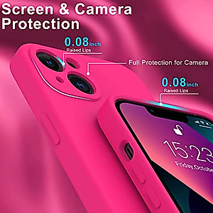 DEENAKIN Compatible with iPhone 13 Case with Screen Protector - Silky Soft Silicone - Enhanced Camera Cover - 16ft Drop Tested - Slim Fit Protective Phone Case for Women Girls 6.1" - Hot Pink