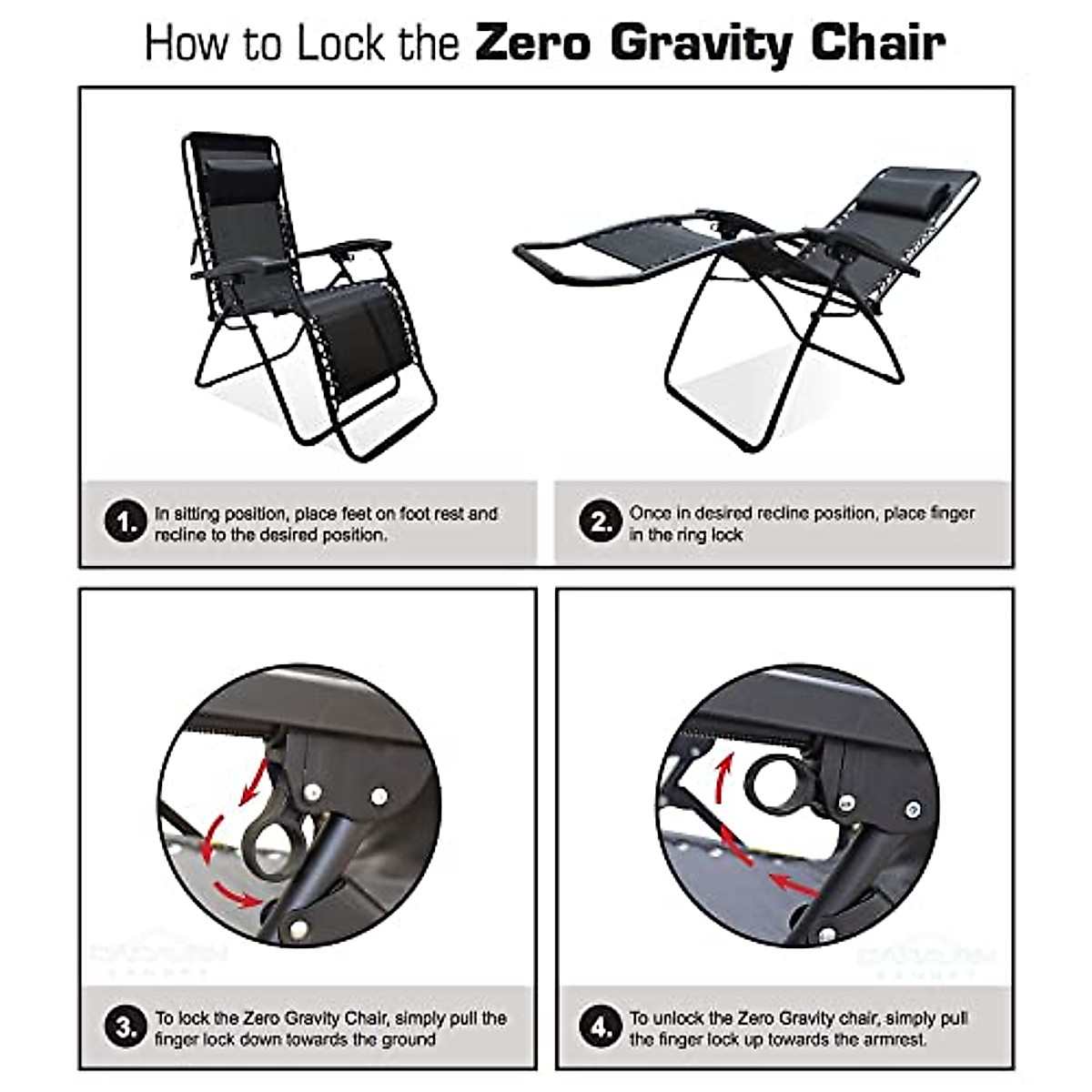 Caravan Sports Zero Gravity Outdoor Portable Folding Camping Lawn Deck Patio Pool Recliner Lounge Chair for Adults, Adjustable Headrest, Burgundy