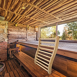 HJJKKH S-Shape Sauna Backrest,Natural Pine Wood Sauna Chair for Home Hotel Sauna Room,No Stains Sauna Backrest,Sauna Accessories