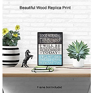 God Wall Decor - Religious Wall Decor - Spiritual Christian Gifts for Women, Men - Catholic Gifts - Funny Christian Wall Art - Inspirational Quotes Wall Decor Sign - Faith Wall Decor - Light Blue