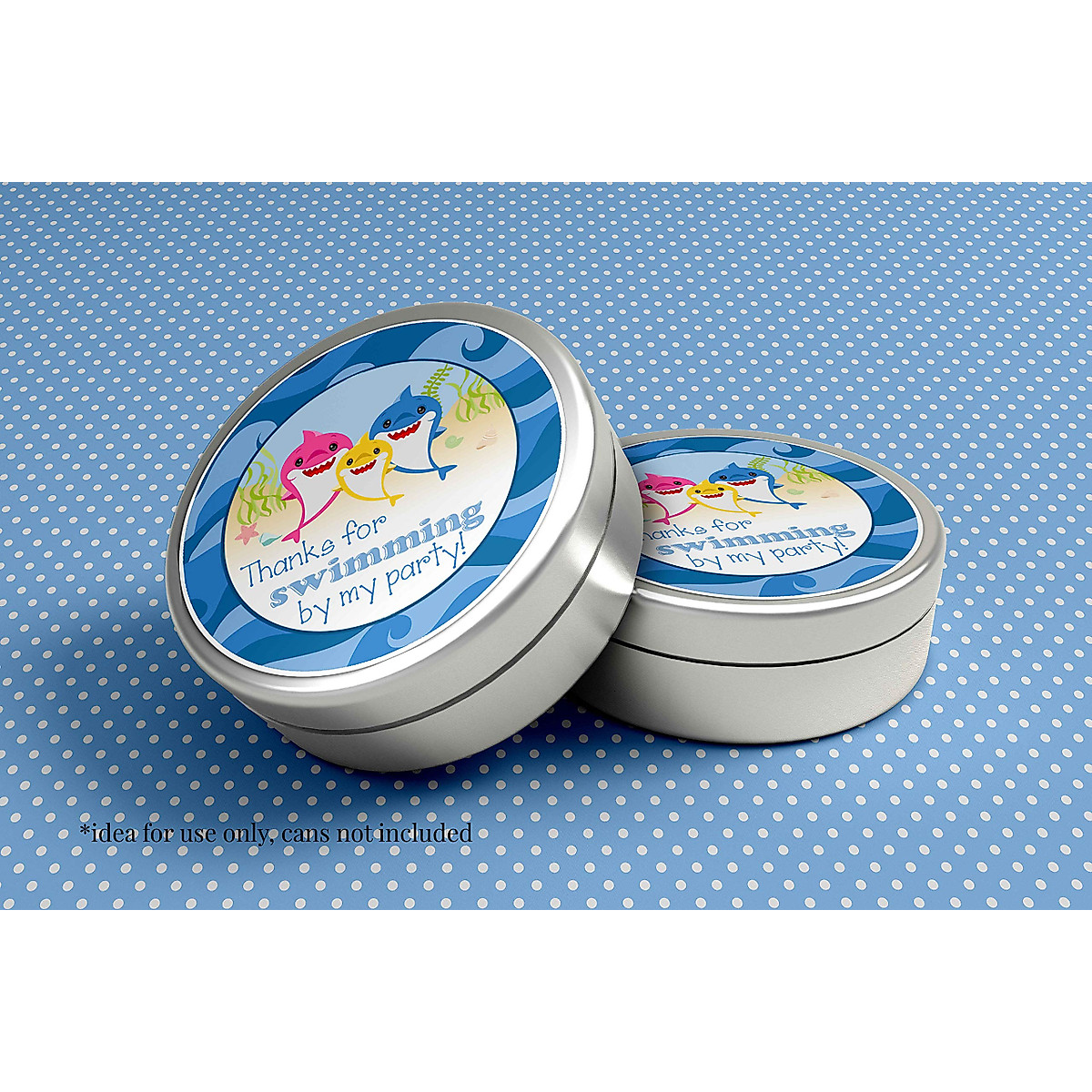 Little Shark Baby Aquatic Themed Birthday Thank You Sticker Labels for Kids, 40 2" Party Circle Stickers by AmandaCreation, Great for Party Favors, Envelope Seals & Goodie Bags